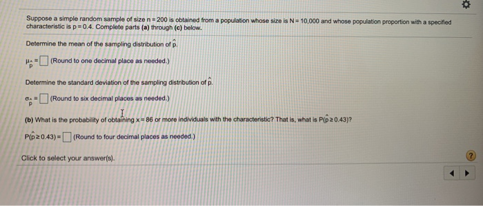 Solved Suppose a simple random sample size of n=200 is | Chegg.com