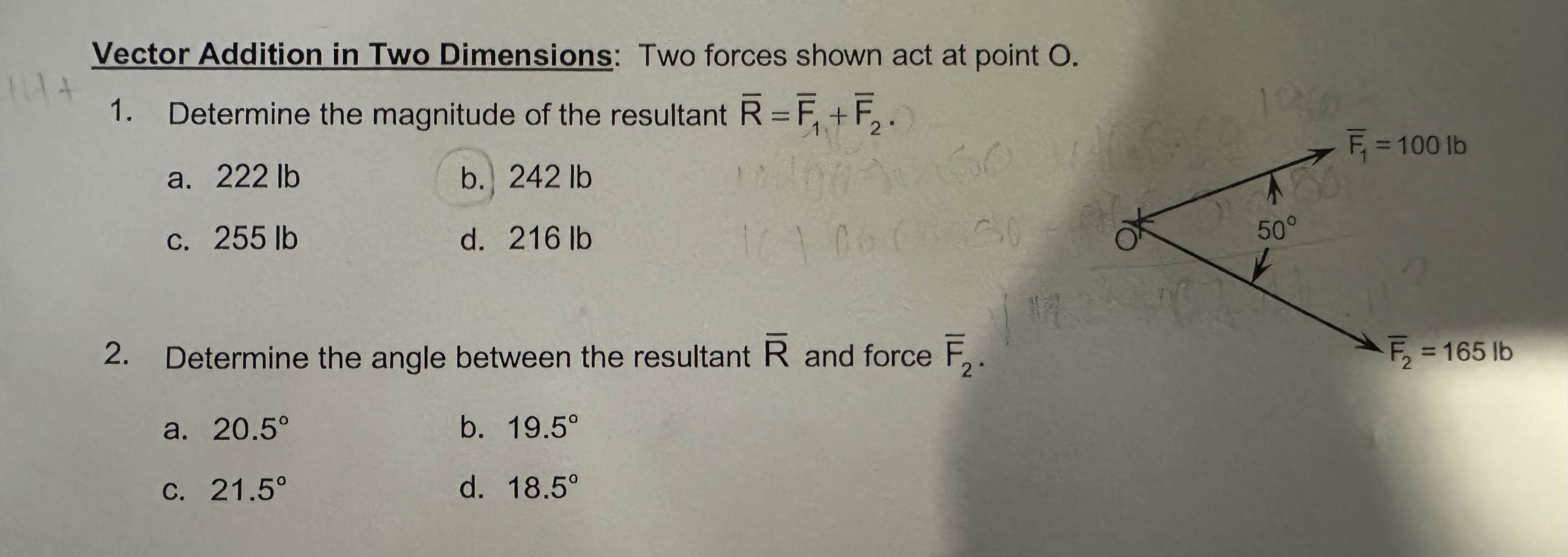 Solved Vector Addition in Two Dimensions: Two forces shown | Chegg.com