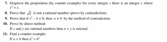 Solved 7. Disprove the proposition (by counter example) for | Chegg.com