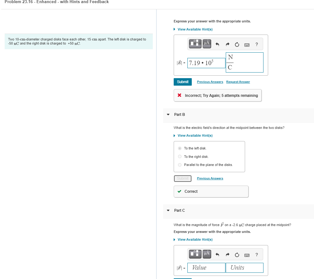 Problem 23.16 - ﻿Enhanced - ﻿with Hints and | Chegg.com