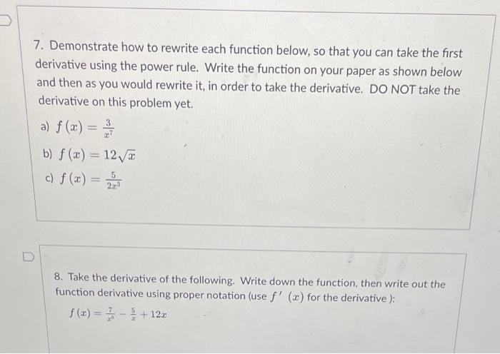 Solved 7) Demonstrate how to rewrite each function below, so | Chegg.com