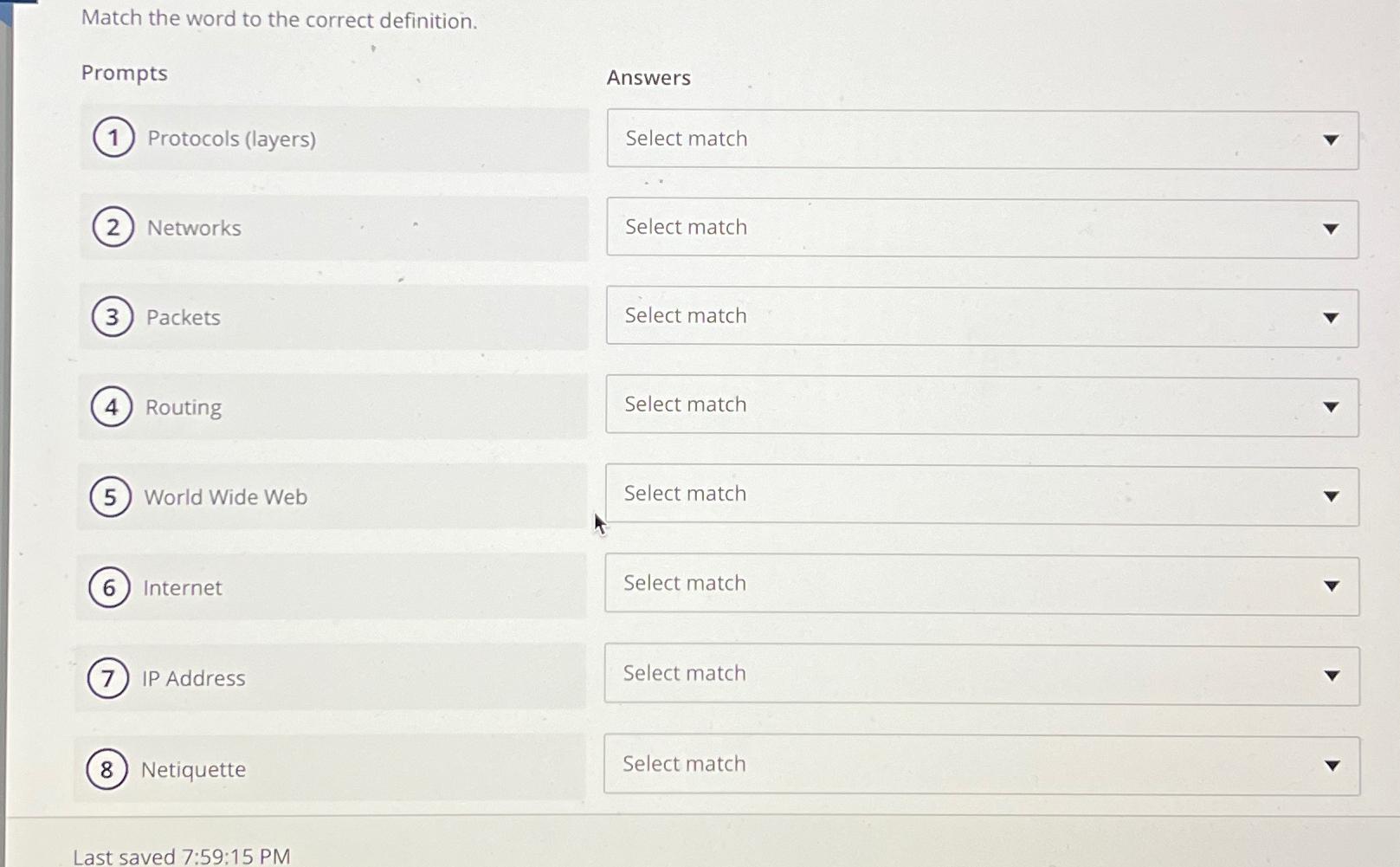 Solved Match the word to the correct | Chegg.com