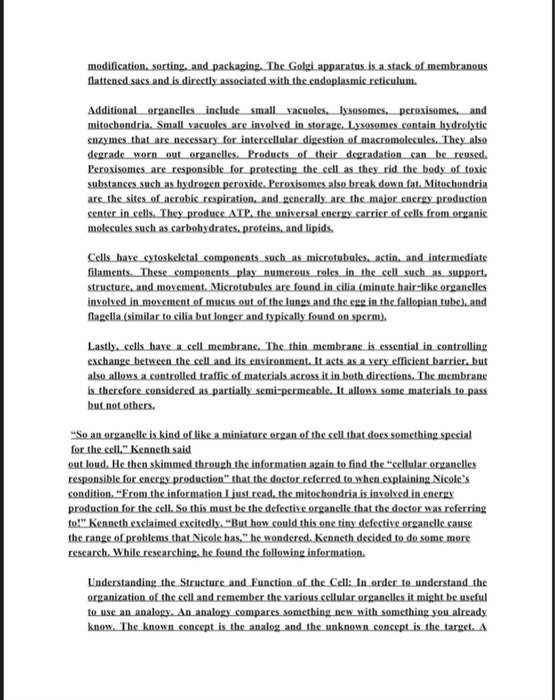 Solved: Organelle Case Study Directions: Complete This Cas... | Chegg.com