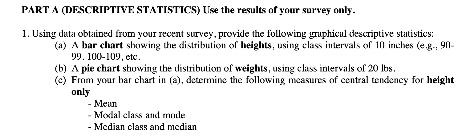 PART A (DESCRIPTIVE STATISTICS) ﻿Use the results of | Chegg.com