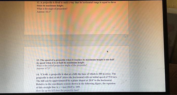 Solved 12. A projectile is fired in such a way that lis | Chegg.com