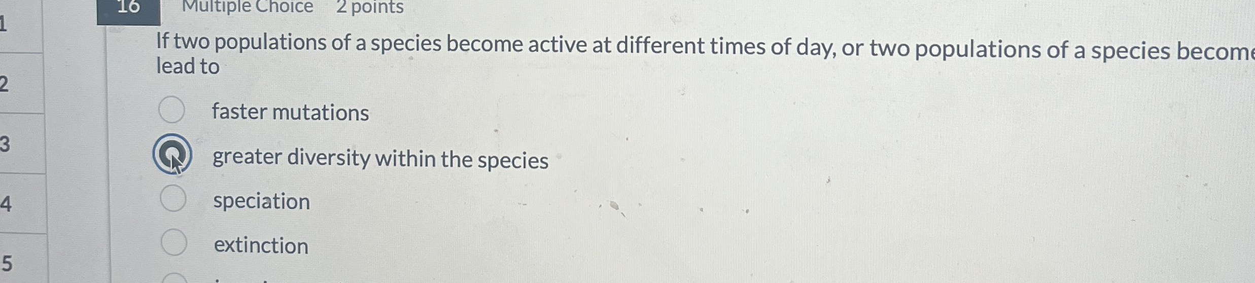 Solved 16 ﻿Multiple Choice2 ﻿pointsIf two populations of a | Chegg.com