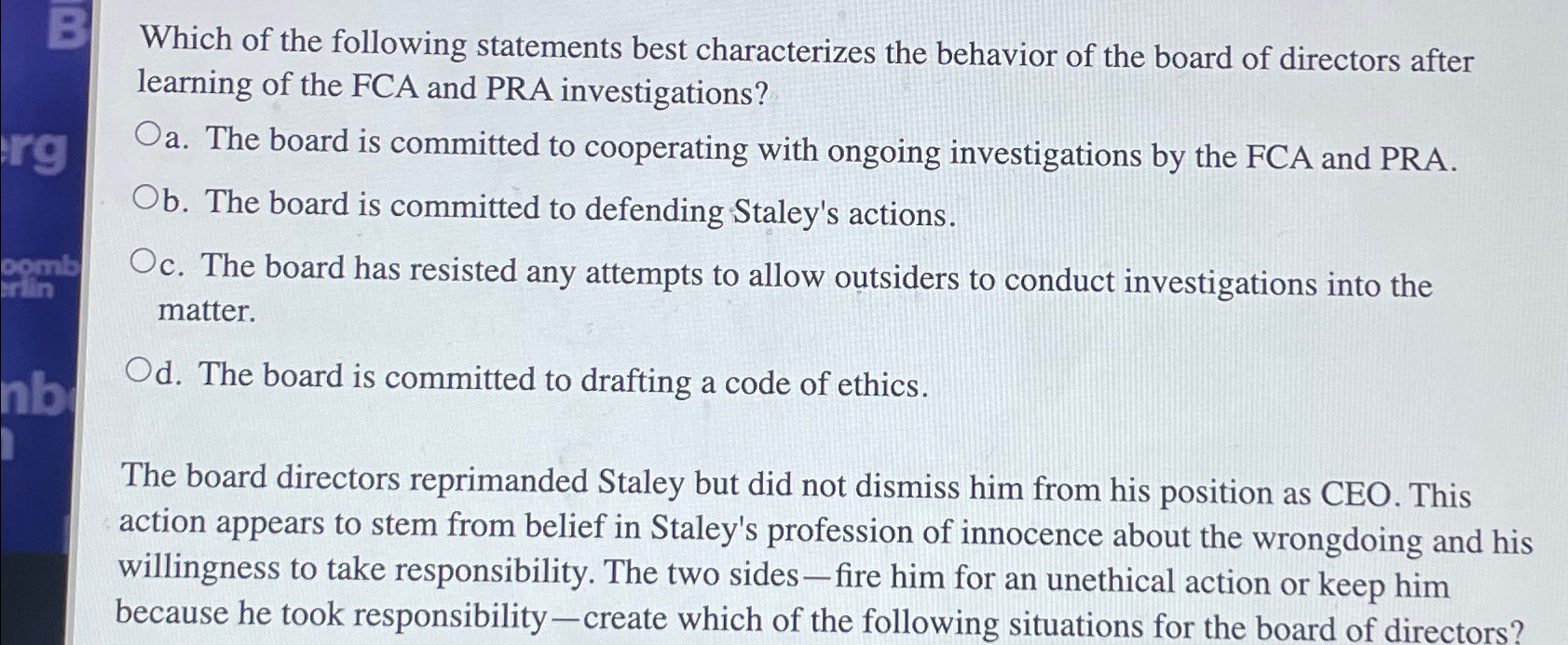 Solved Which of the following statements best characterizes | Chegg.com