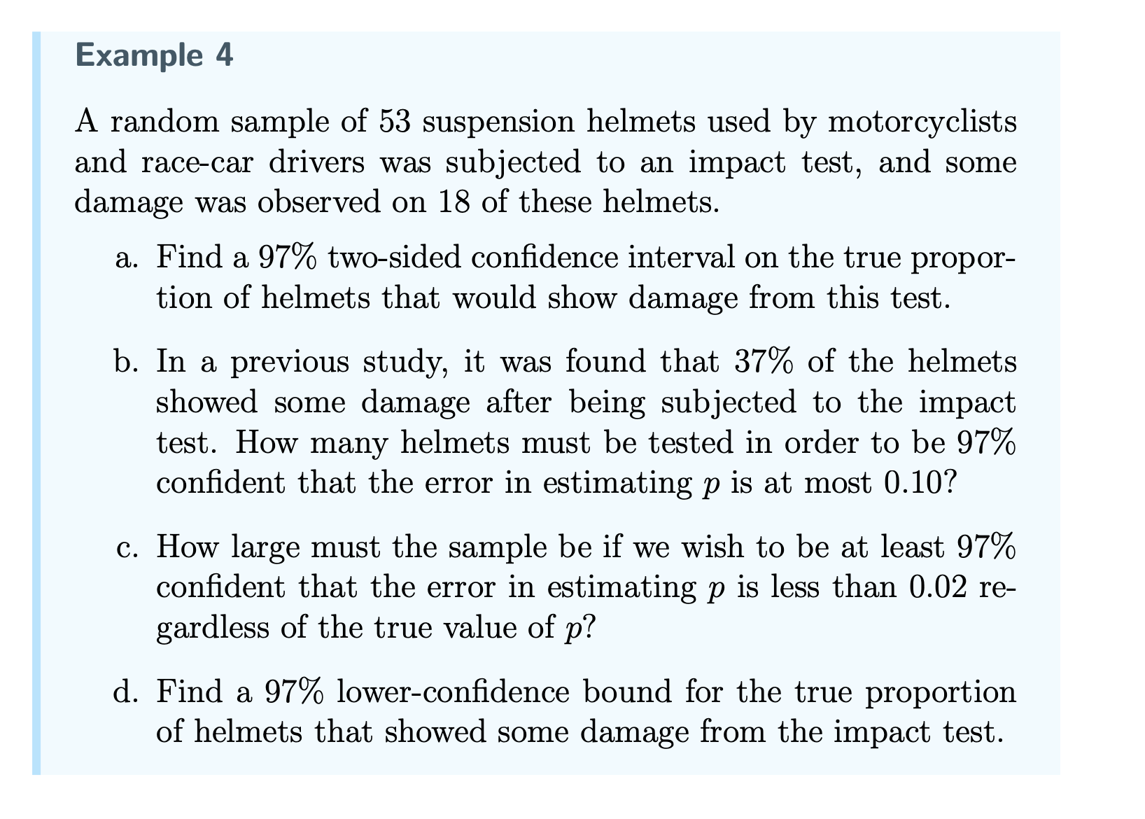 Solved Example 4A random sample of 53 ﻿suspension helmets | Chegg.com
