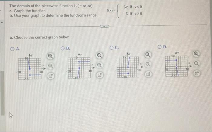 Solved The domain of the piecewise function is (−∞,∞). a. | Chegg.com