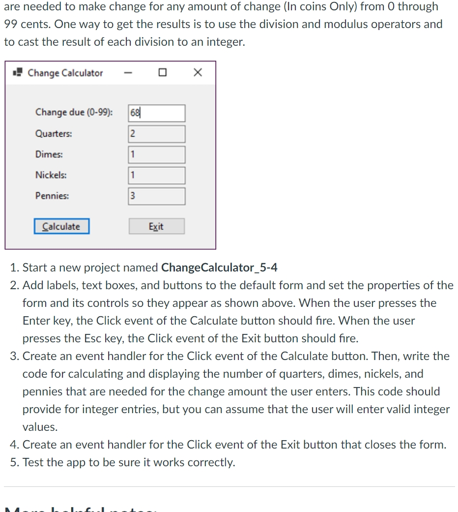 Solved by an EXPERT Need code for Visual Studio 2022 ﻿in C# | Chegg.com