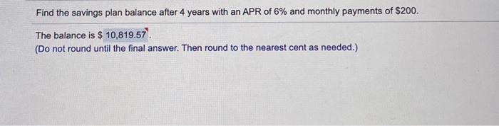 Solved Find the savings plan balance after 4 years with an | Chegg.com