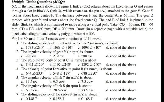 Multiple Choice Questions (MCQ): Q1: In the mechanism | Chegg.com