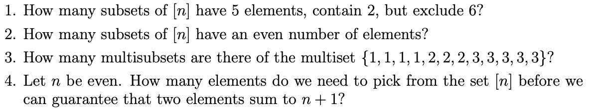 Solved How many subsets of n ﻿have 5 ﻿elements, contain 2 , | Chegg.com