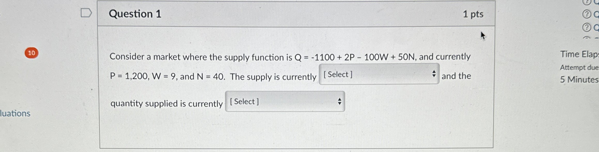 Solved Question 1Consider a market where the supply function | Chegg.com