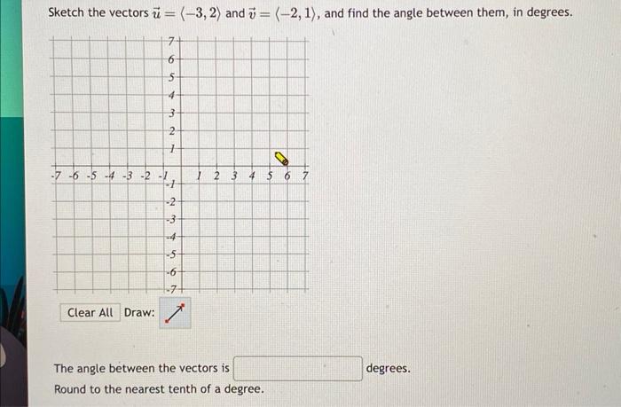 Solved Sketch the vectors u= −3,2 and v= −2,1 , and find | Chegg.com