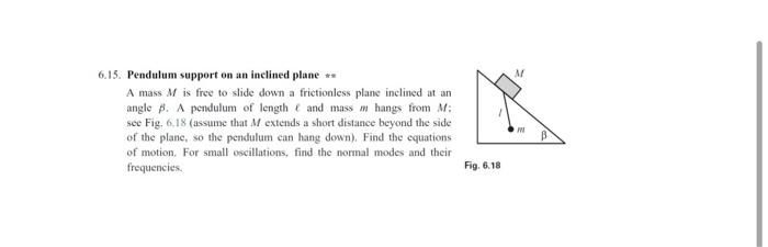Solved 6.15. Pendulum support on an inclined plane *: A mass | Chegg.com