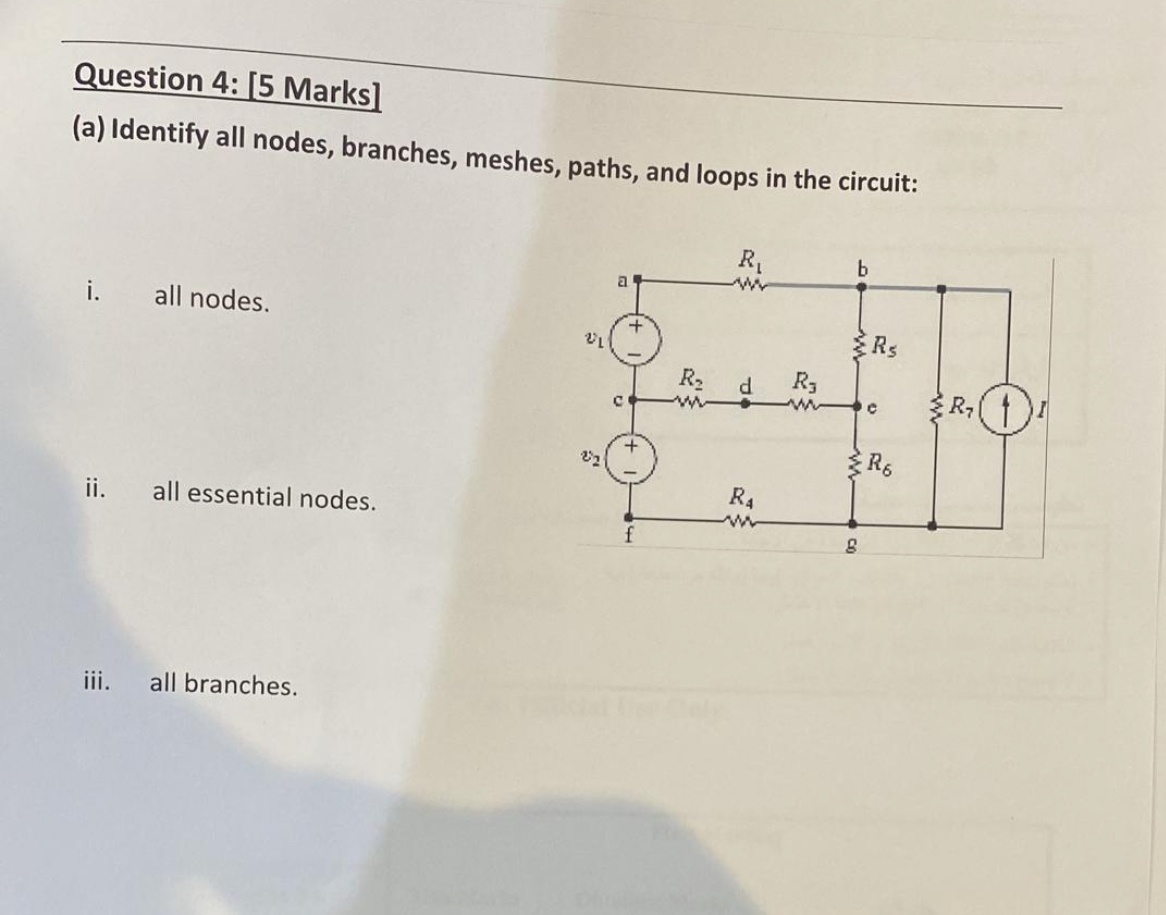Solved Question 4: [5 ﻿Marks](a) ﻿Identify all nodes, | Chegg.com