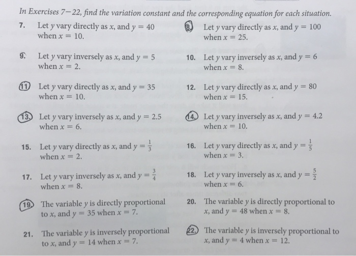 Solved In Exercises 7 22 Find The Variation Constant And