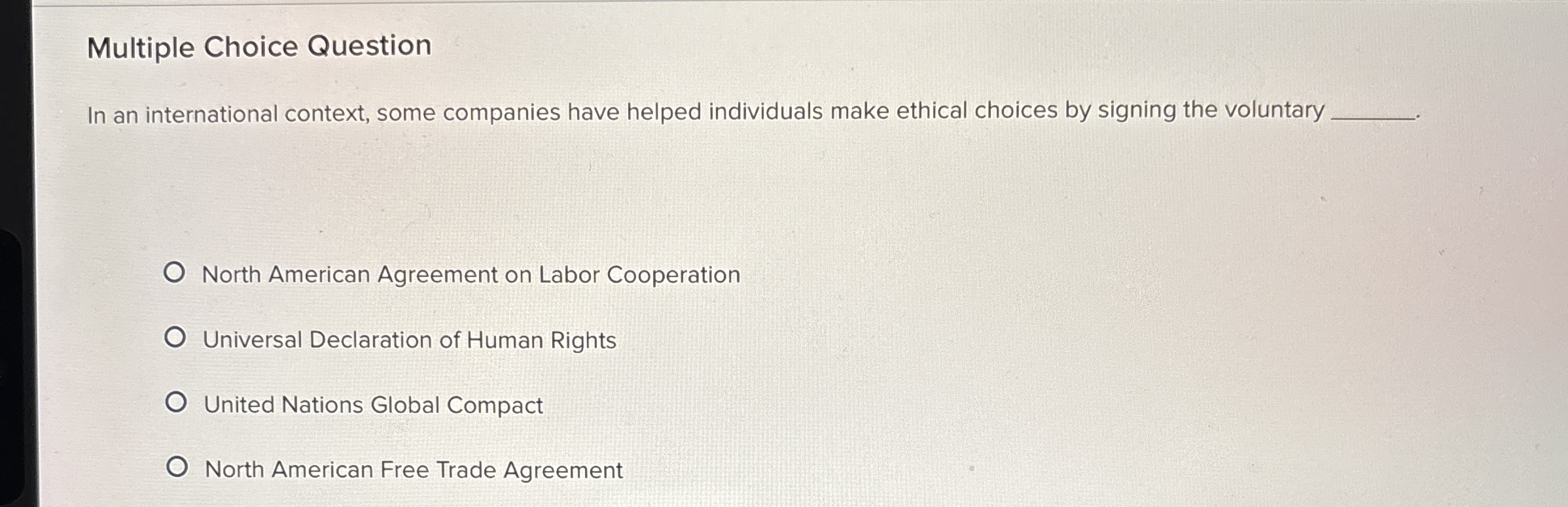 Solved Multiple Choice QuestionIn an international context, | Chegg.com