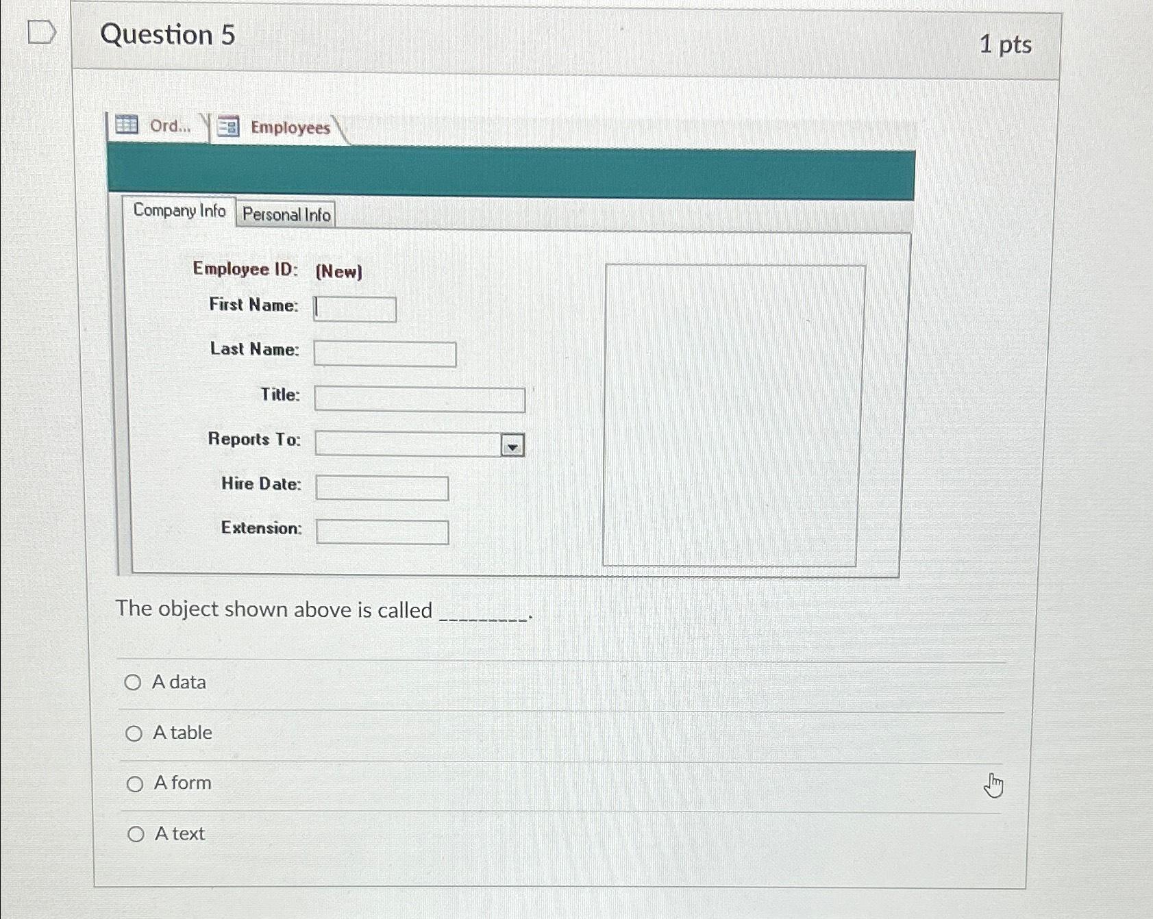 Solved Question 51 ﻿ptsCompany InfoPersonal InfoEmployee | Chegg.com