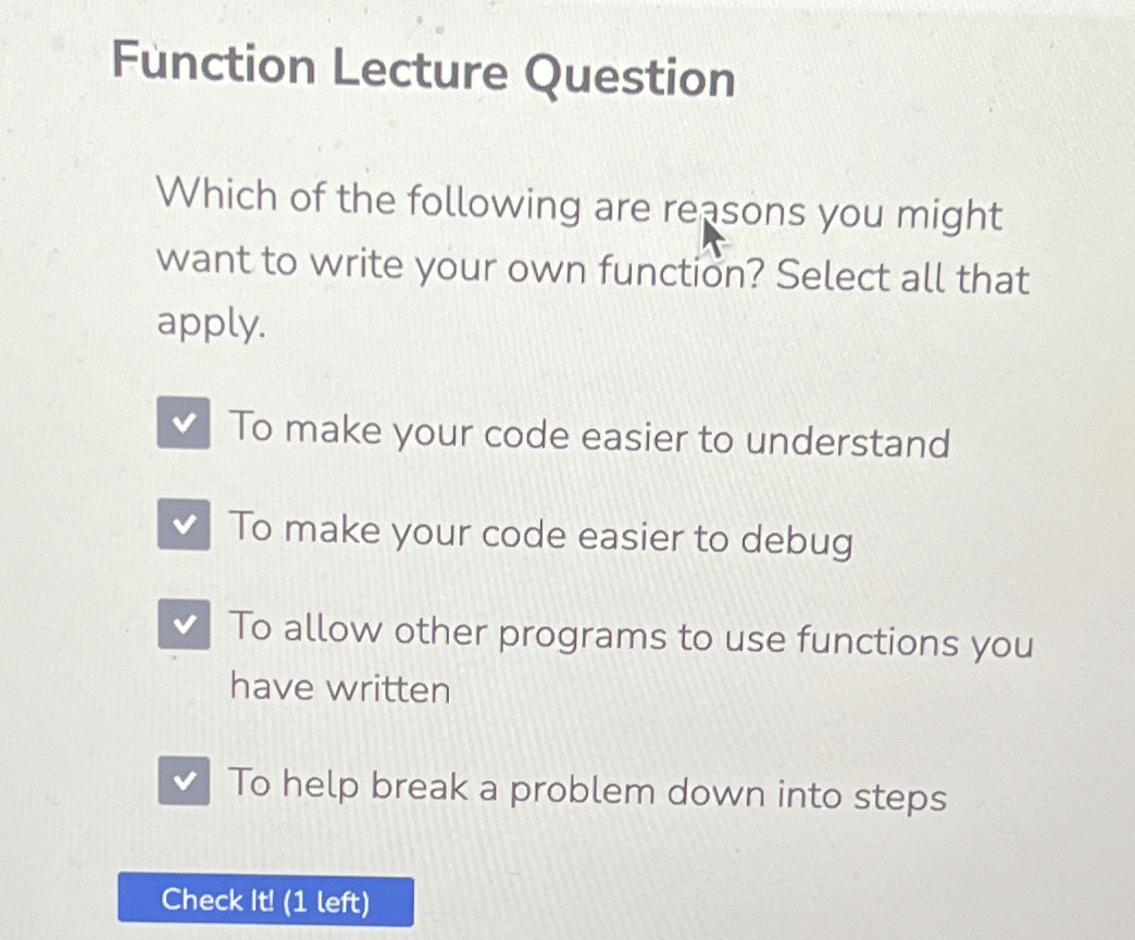 Solved Function Lecture QuestionWhich of the following are | Chegg.com