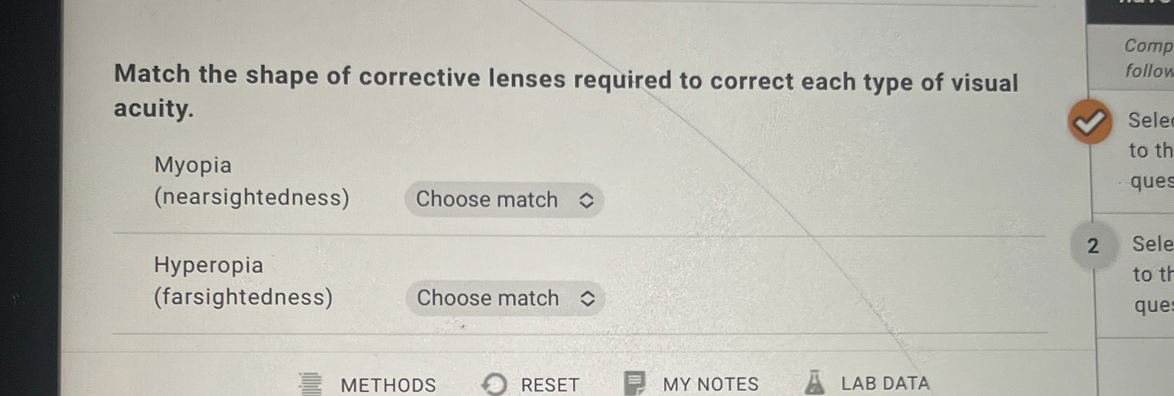 Solved Match the shape of corrective lenses required to | Chegg.com