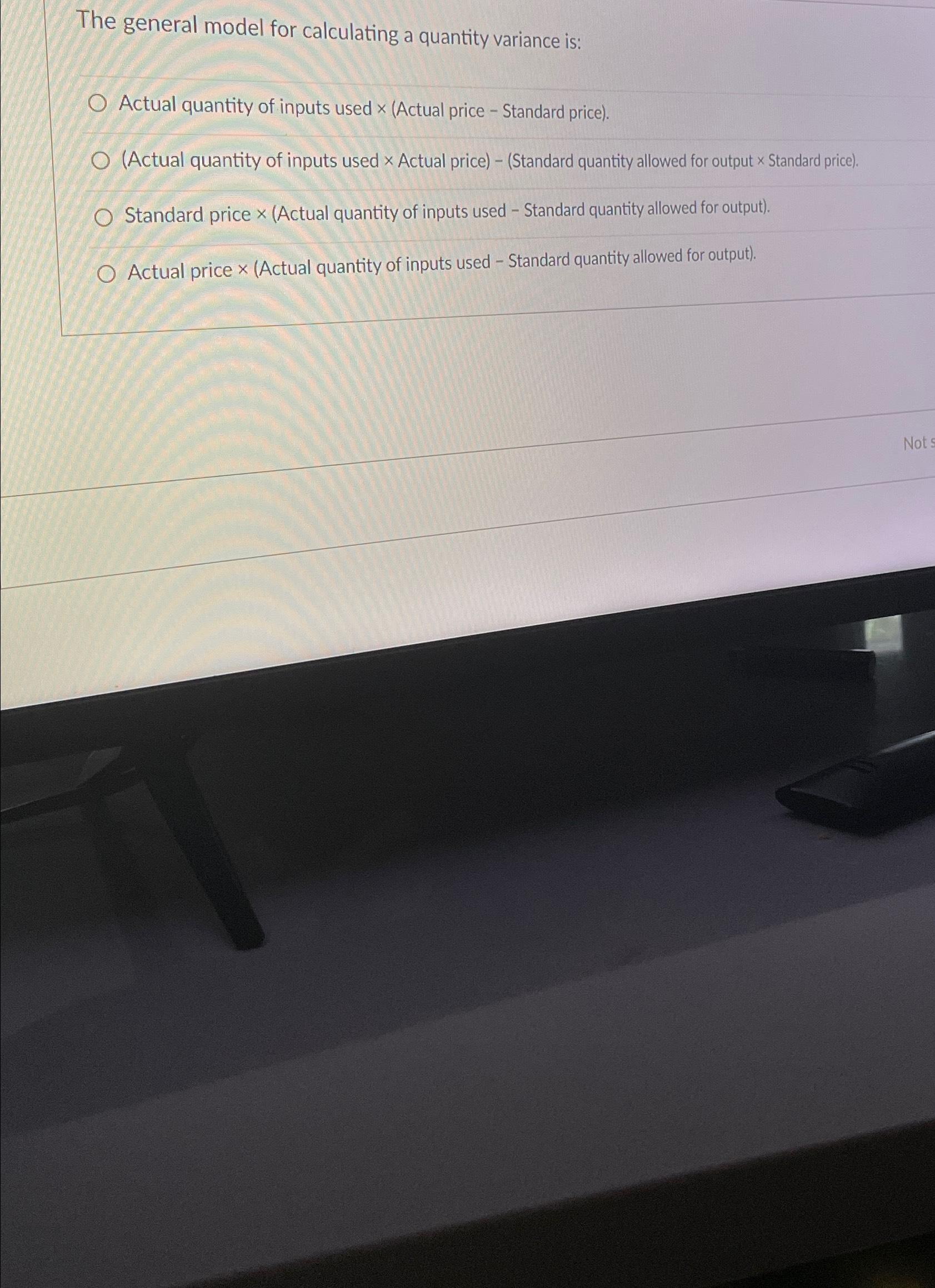 Solved The general model for calculating a quantity variance | Chegg.com