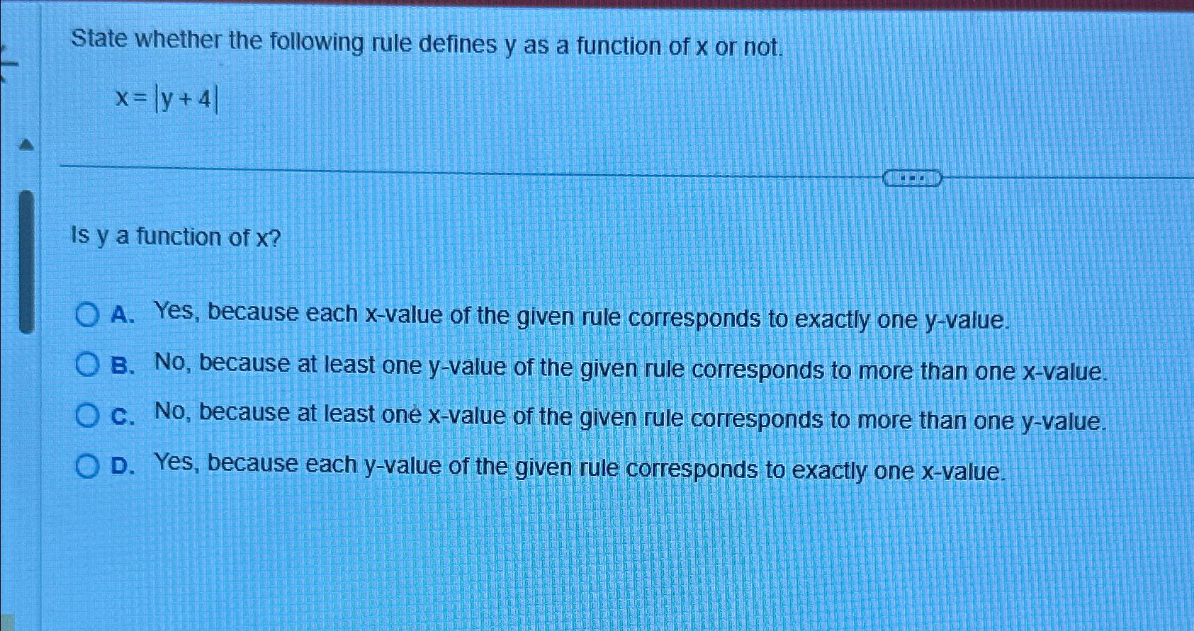 Solved State whether the following rule defines y ﻿as a | Chegg.com
