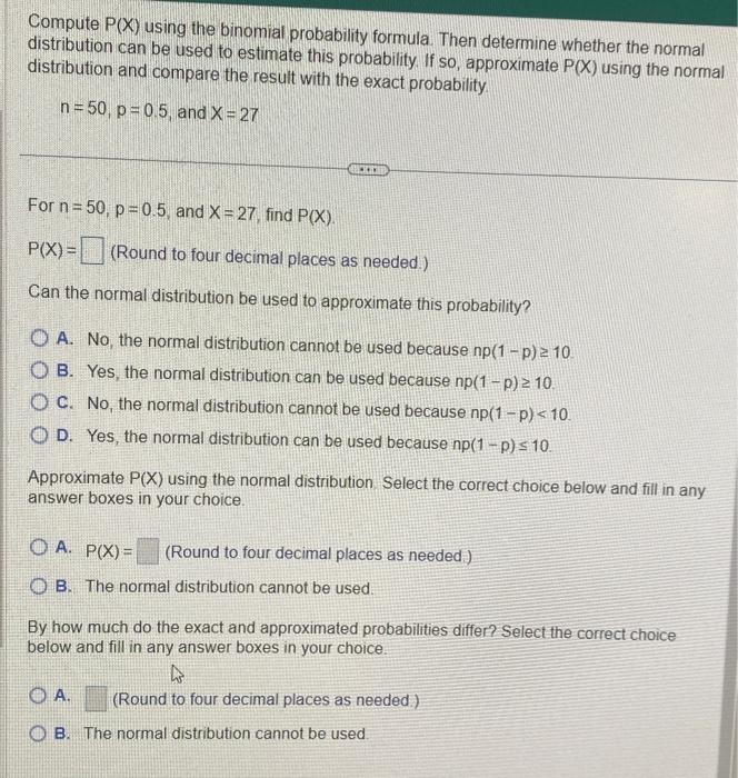 Solved Compute P(X) using the binomial probability formula. | Chegg.com