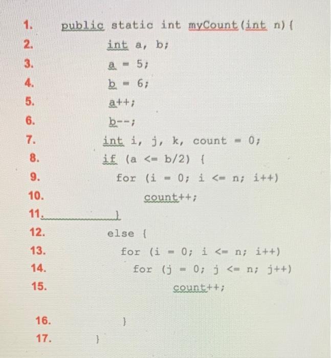 Solved 1 Public Static Int Mycount Int N F 2 Int A B 