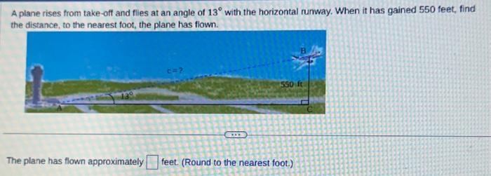 Solved A plane rises from take-off and flies at an angle of | Chegg.com