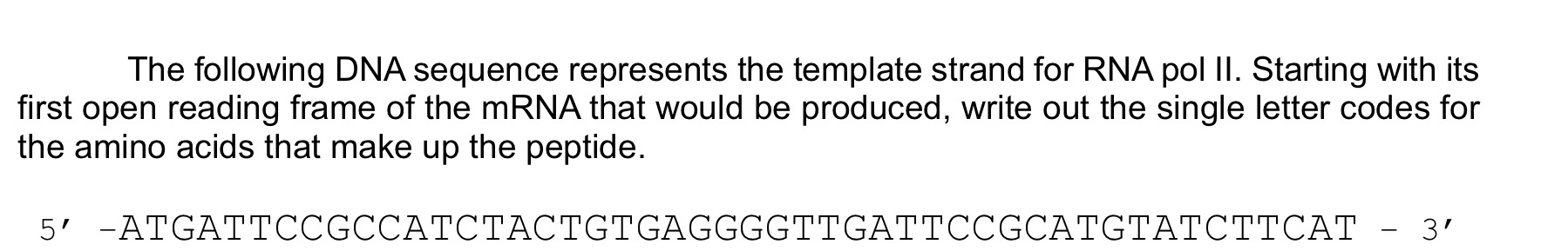 Solved The following DNA sequence represents the template | Chegg.com