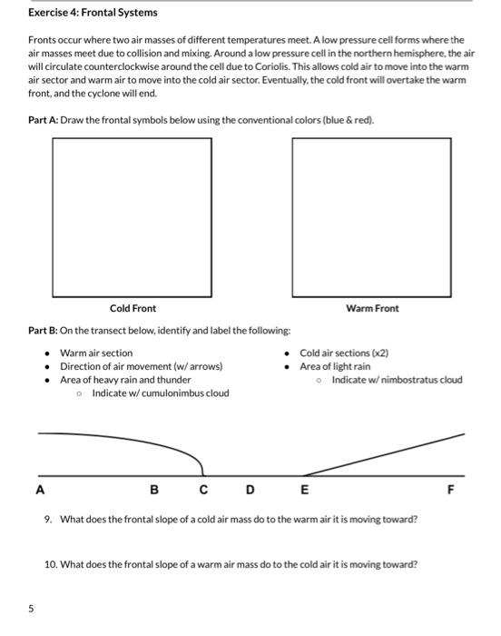 Solved Exercise 4: Frontal Systems Fronts occur where two | Chegg.com
