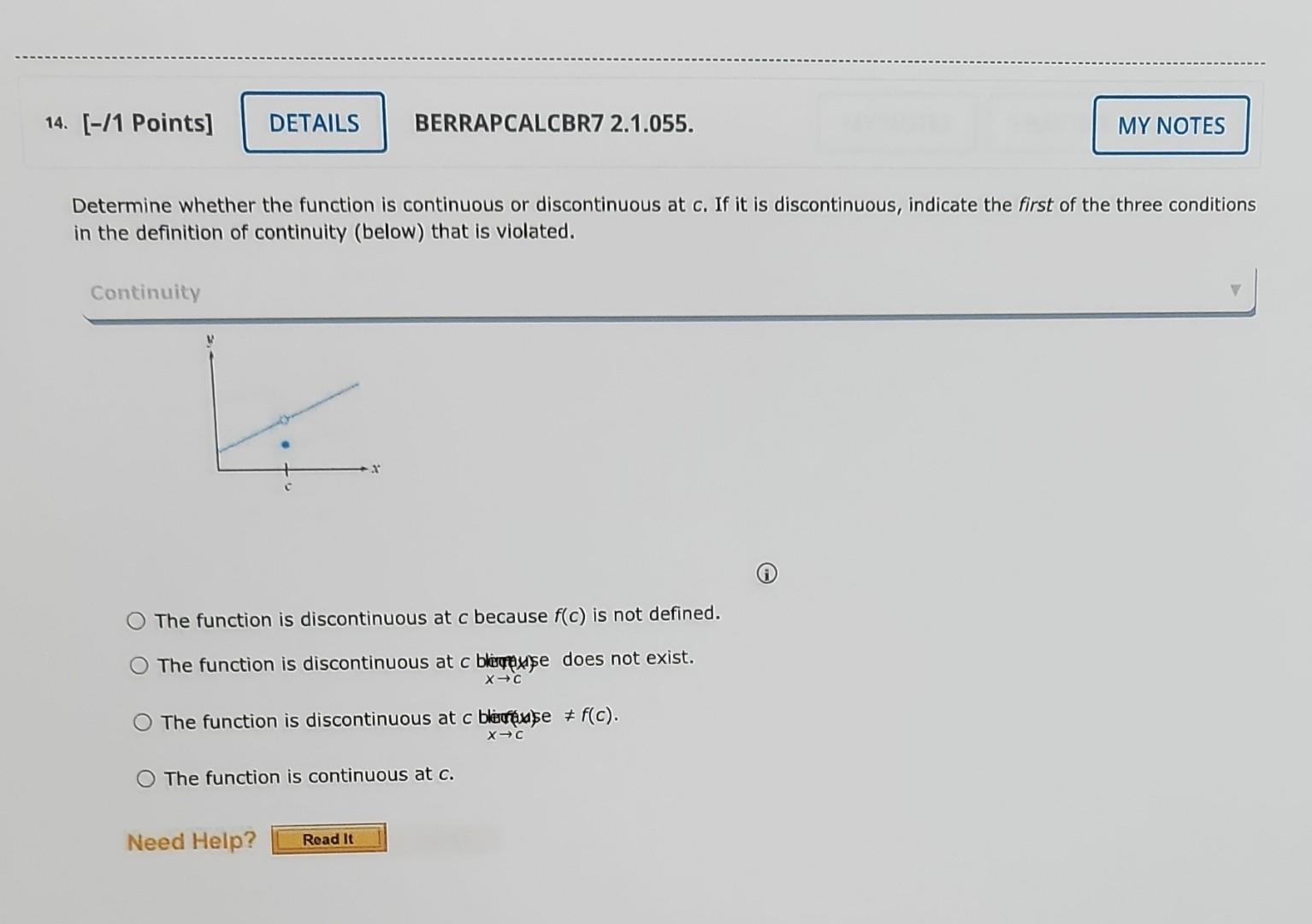 Solved Determine whether the function is continuous or | Chegg.com