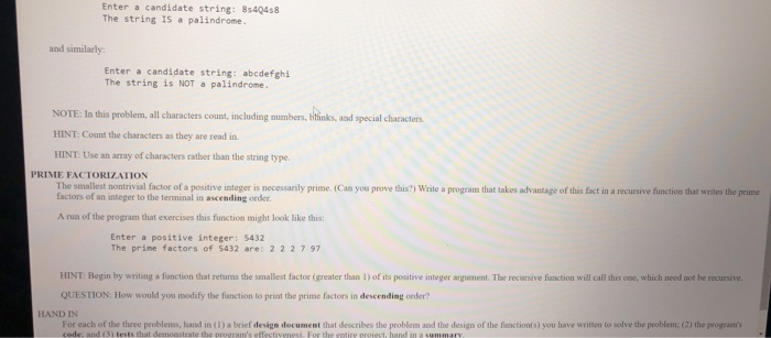 Solved TITLE RECURSIVE FUNCTIONS - THREE SMALL PROGRAMS | Chegg.com