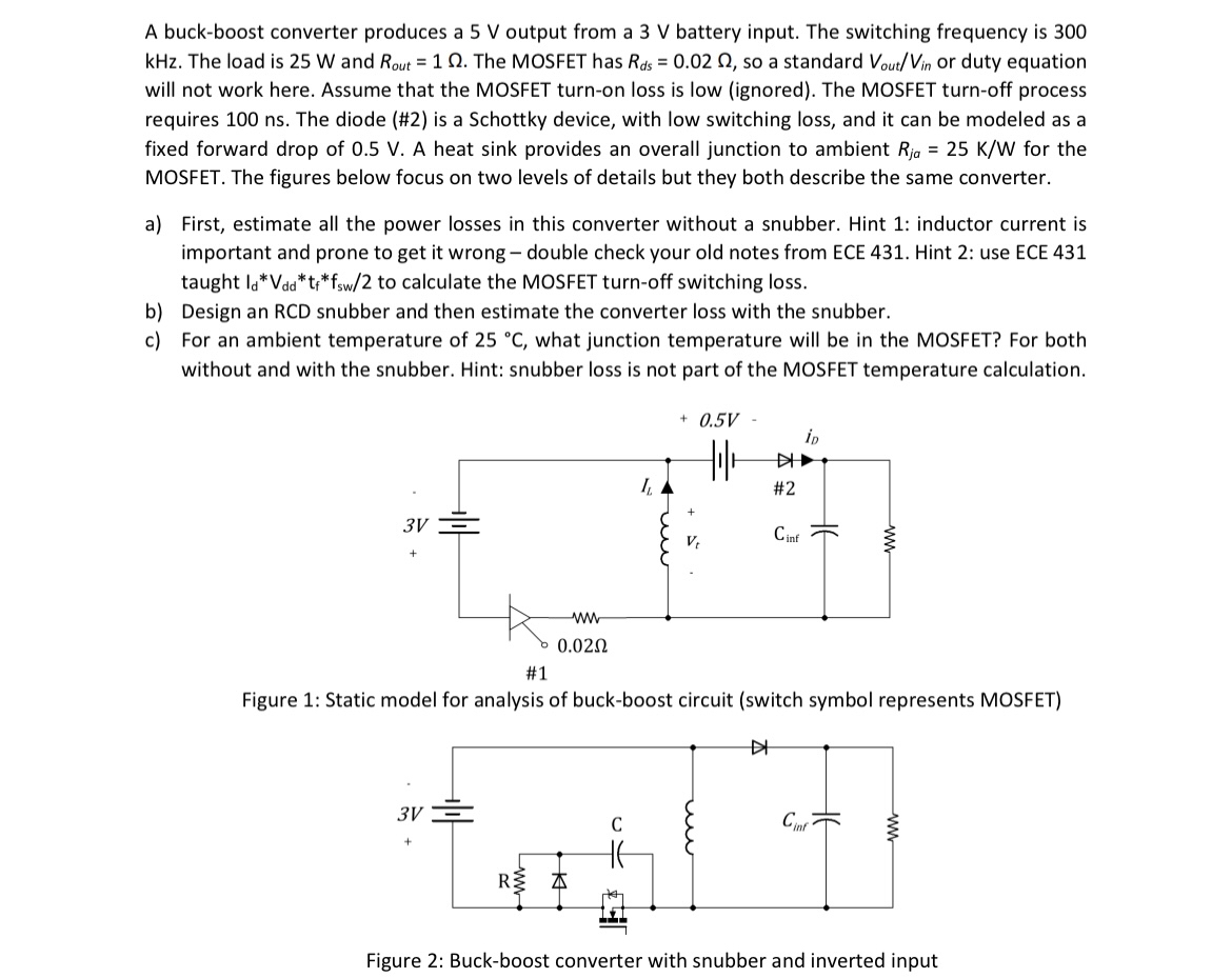 Solved A buck-boost converter produces a 5V ﻿output from a | Chegg.com