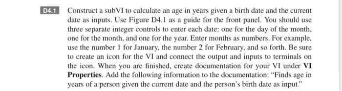 Solved Construct a subVI to calculate an age in years given | Chegg.com