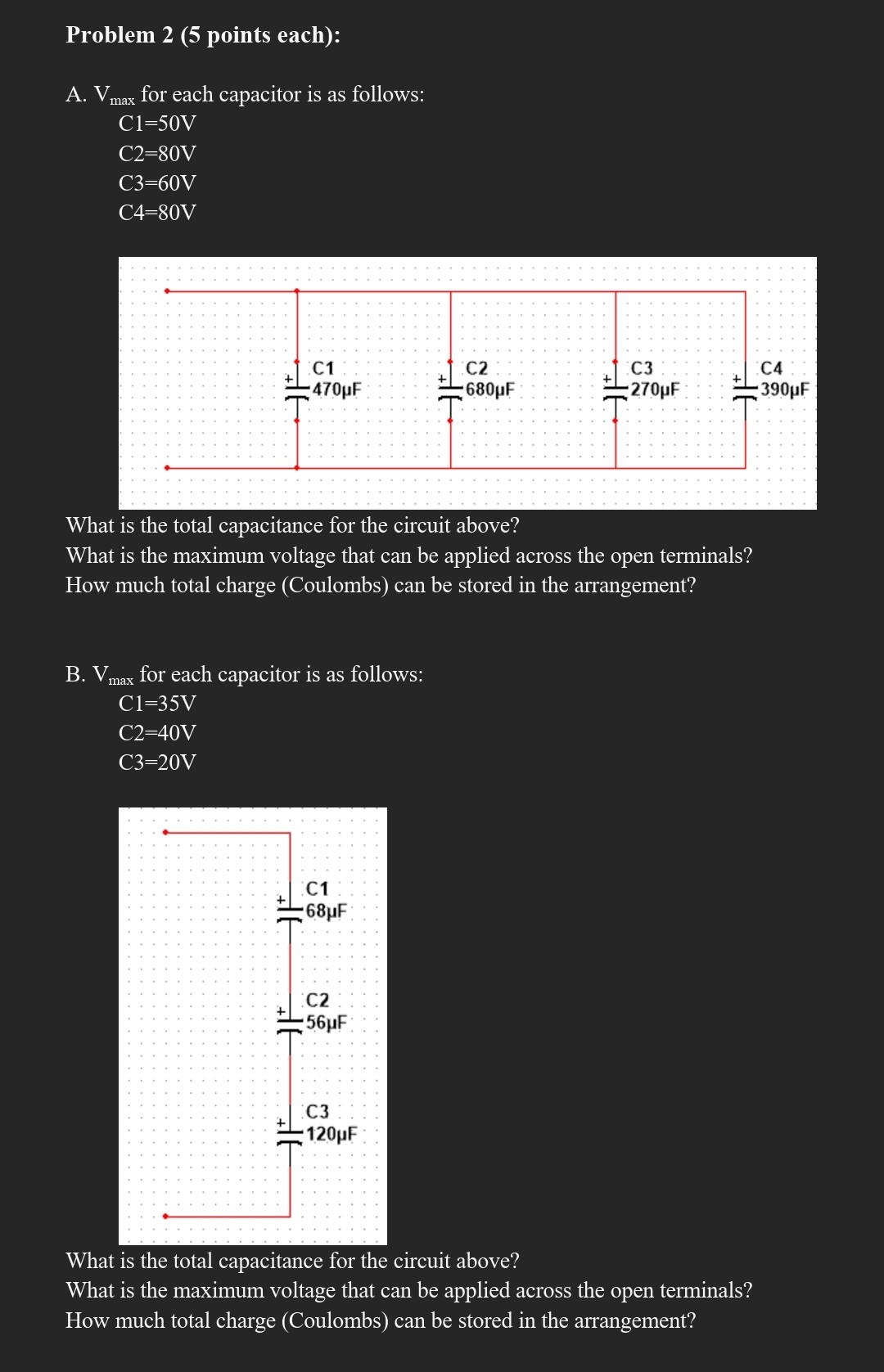 Solved Problem 2 (5 ﻿points each):A. Vmax ﻿for each | Chegg.com
