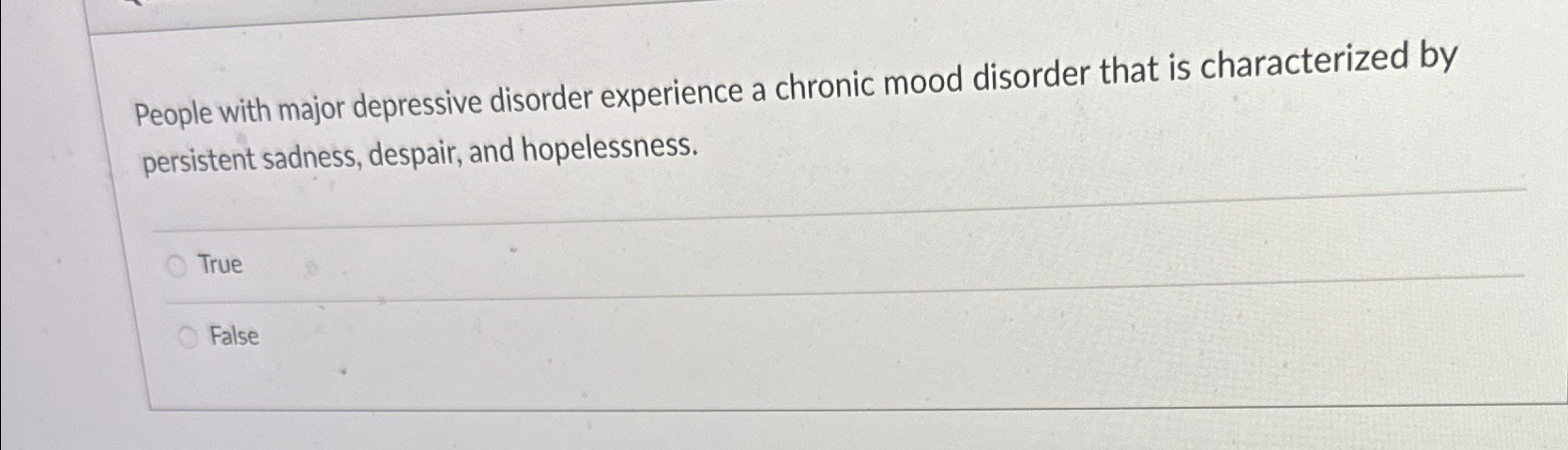 Solved People with major depressive disorder experience a | Chegg.com