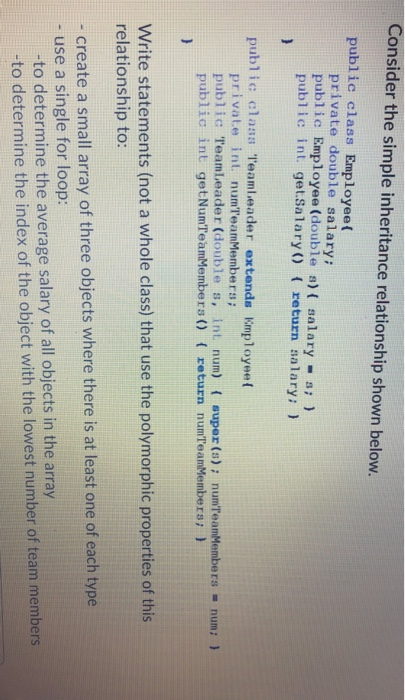 Solved Consider the simple inheritance relationship shown | Chegg.com