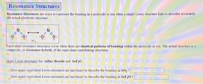 Solved Resonance Structures Resonance Structures are ways to | Chegg.com