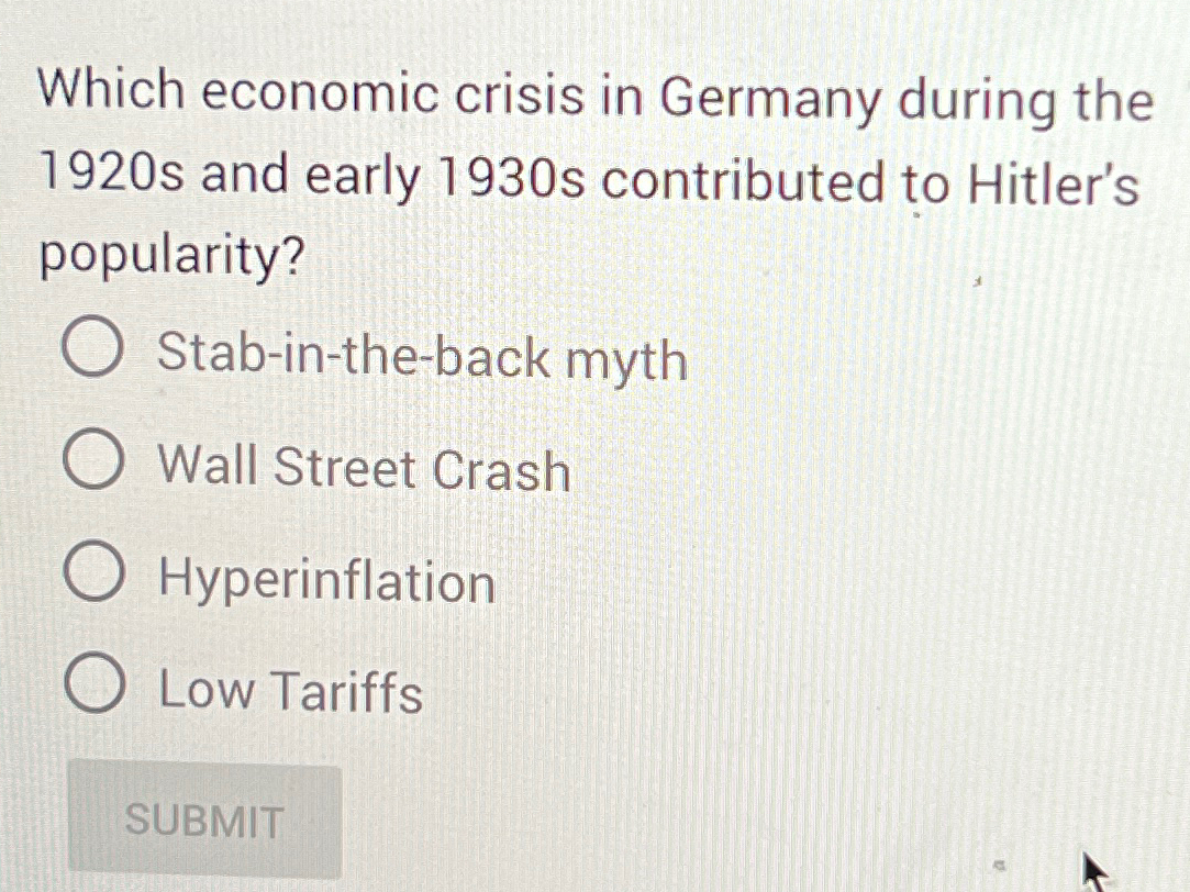 Solved Which economic crisis in Germany during the 1920s and | Chegg.com
