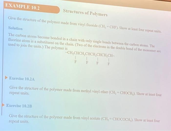 Solved CONCEPTUAL EXAMPLE 10.1 Repeat Units in Polymers What | Chegg.com