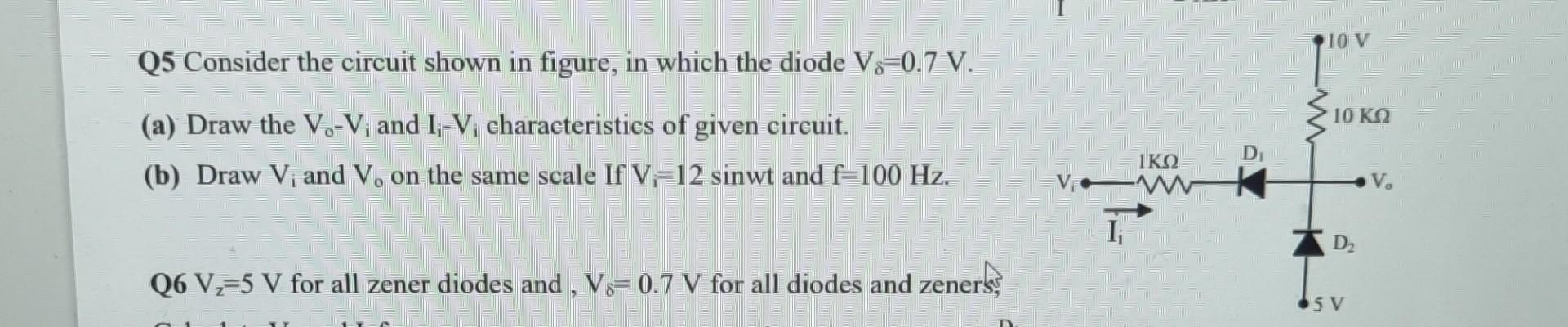 Q5 Consider the circuit shown in figure, in which the | Chegg.com