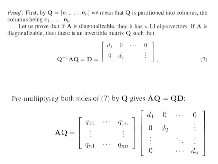 Solved A matrix A has the following modal matrix Q and | Chegg.com