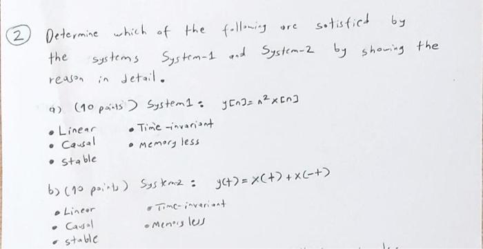 Solved Determine which of the following are sotisfict by the | Chegg.com