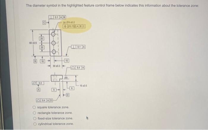 Solved The diameter symbol in the highlighted feature | Chegg.com