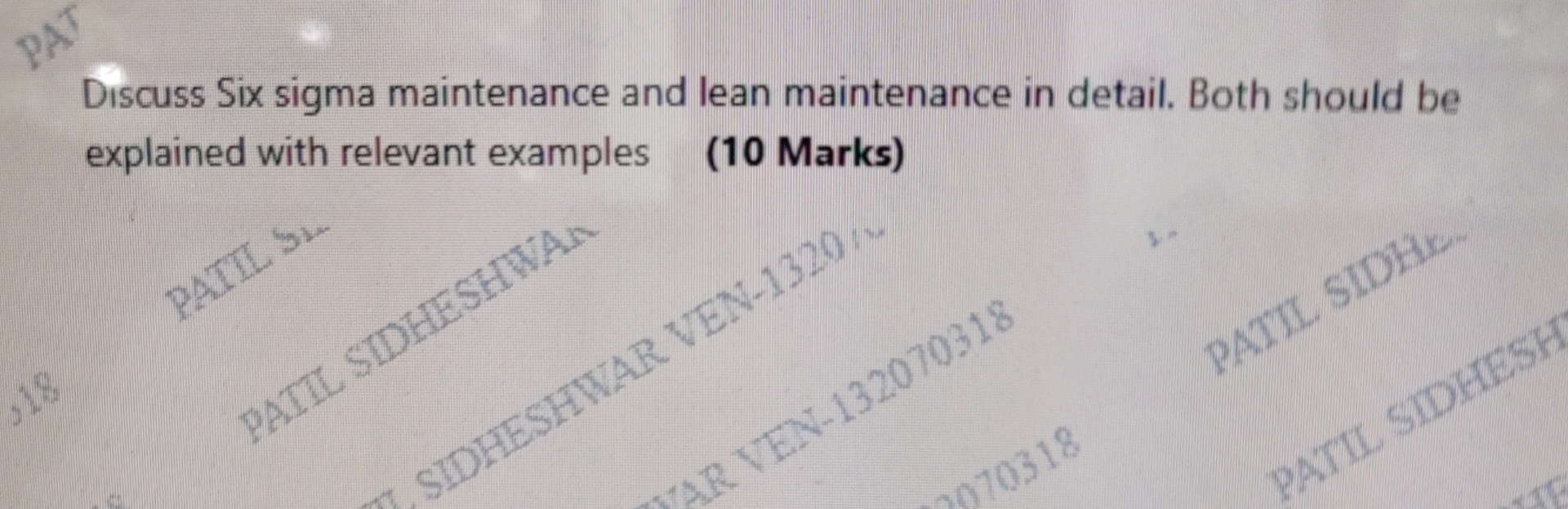 Solved Discuss Six sigma maintenance and lean maintenance in | Chegg.com