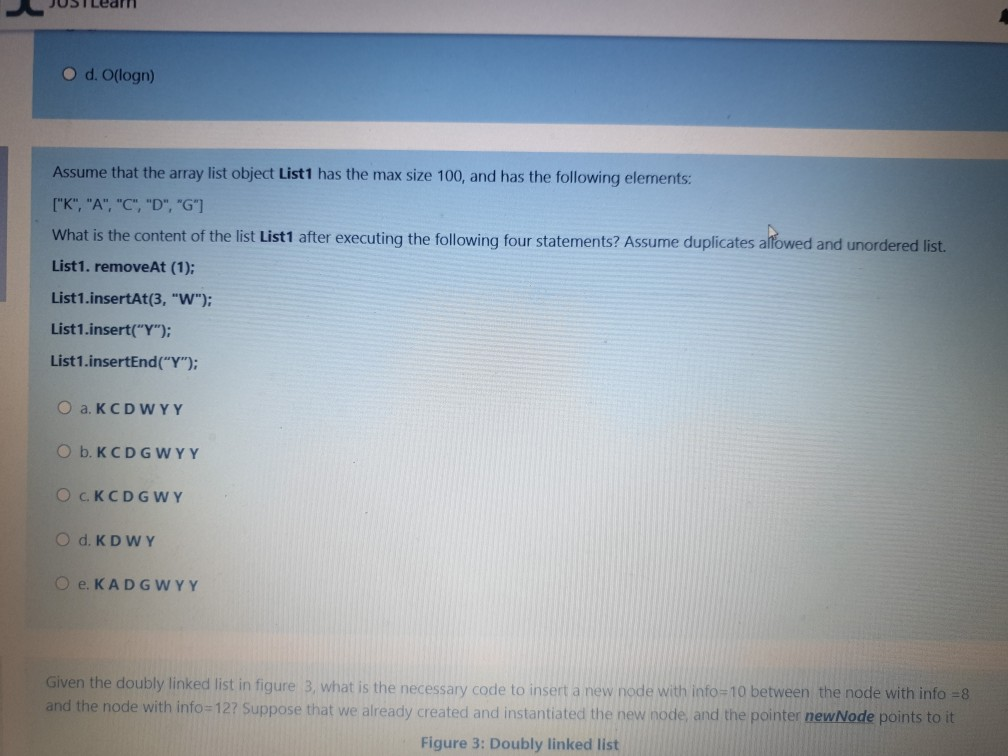 Solved 0 D Ologo Assume That The Array List Object List1 8249
