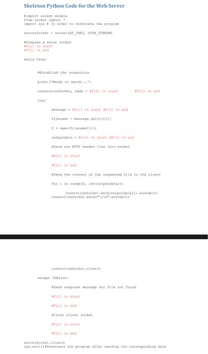 Solved Skeleton Python Code for the Web Server 4.mpost | Chegg.com